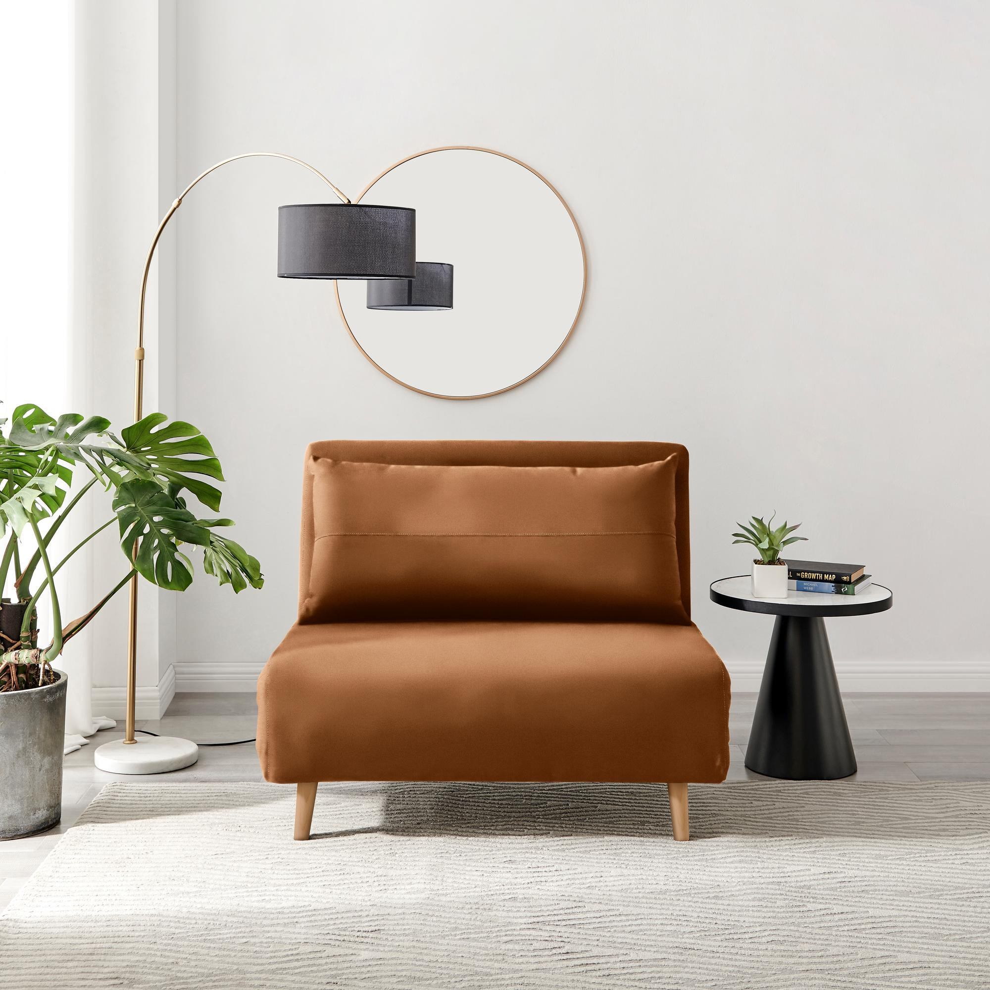 Bobby Orange Velvet Single Sofa Bed | Bedroom Furniture
