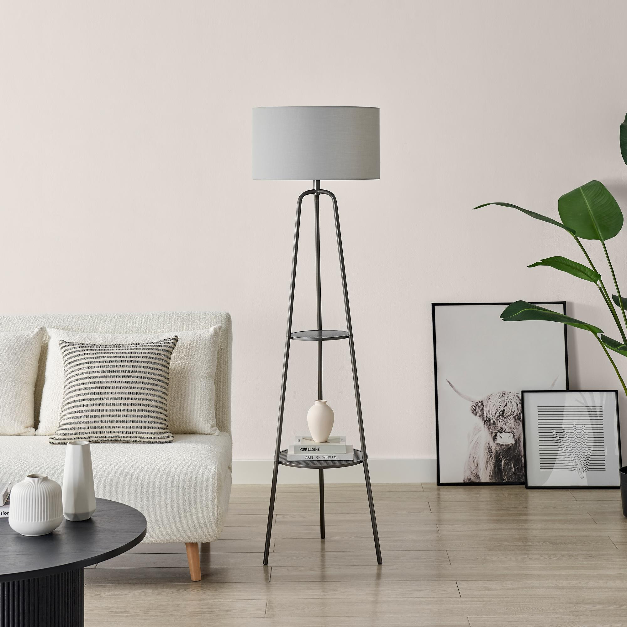 Andi Silver Shelf Display Standing Floor Lamp | Lighting