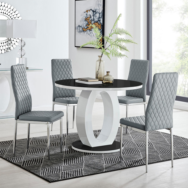 Giovani Round Dining Table & 4 Milan Chairs | Furniturebox