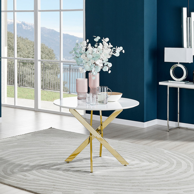 Dining table with gold metal legs store