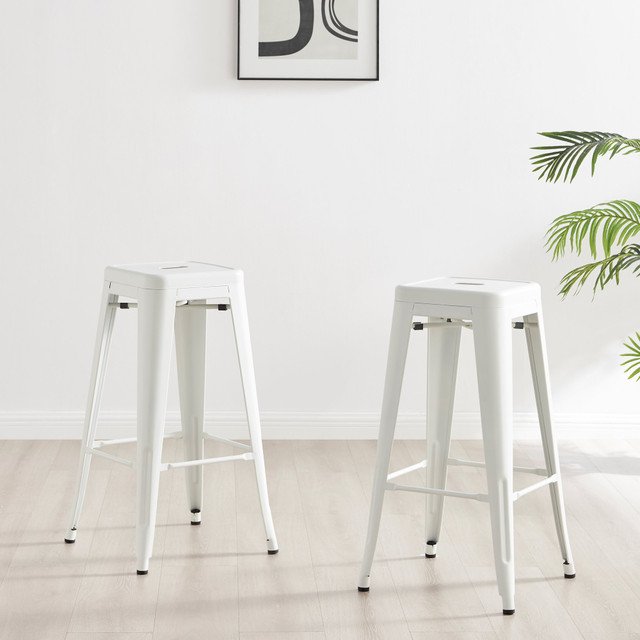 2x Colton Tolix White Metal Bar Stool | Dining Bar Stool