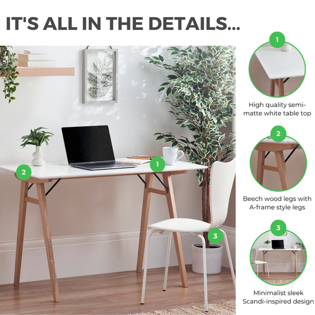 Ivan White Desk Black Legs | Office Furniture