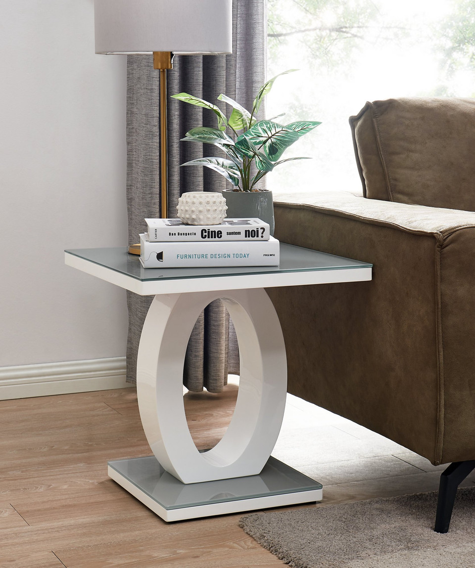 Giovani Grey & White High Gloss Side Table | Furniturebox