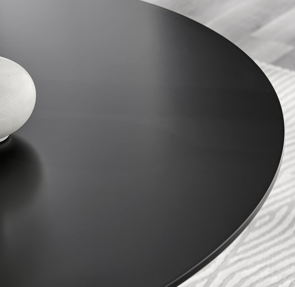 Palma Black High Gloss Round Dining Table & 4 Pesaro Black Leg Chairs ...