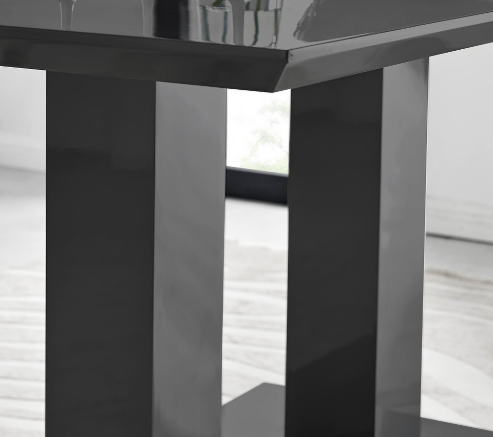 Imperia High Gloss Black Dining Table & 6 Halle Chairs - Furniturebox UK