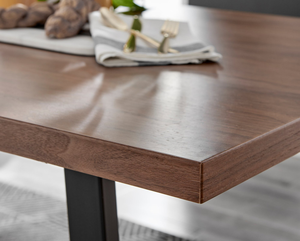 Kylo Brown Wood Effect Dining Table & 6 Calla Black Leg Chairs ...