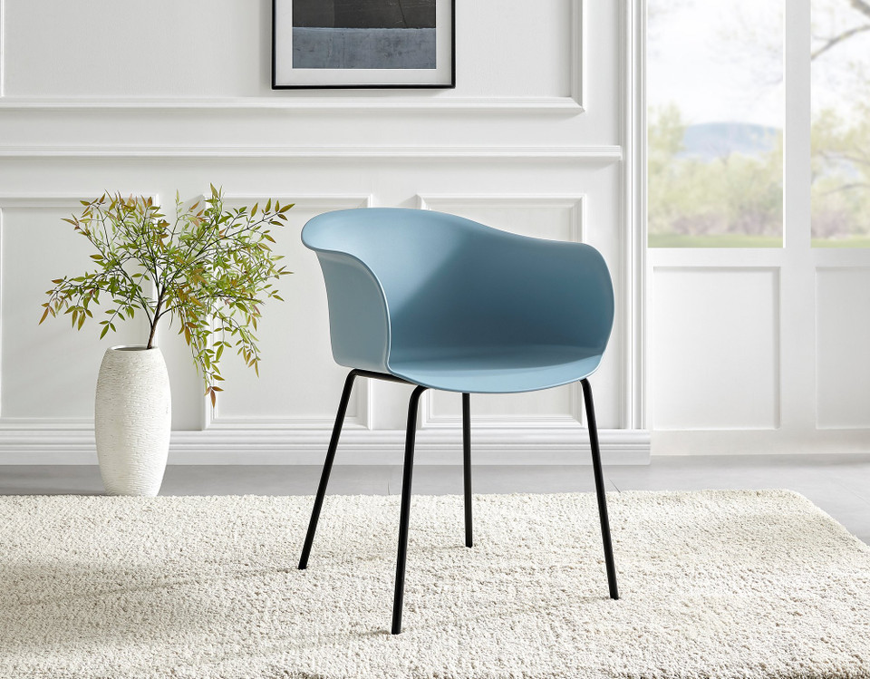 Harper Blue Dining Chair Black Legs | Dining Chairs