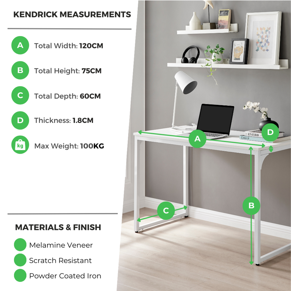 Home Office White Desk 120cm | Office Desk