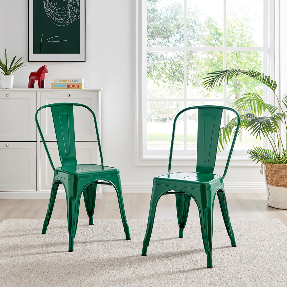 2x Colton Tolix Green Metal Dining Chair | Dining Room