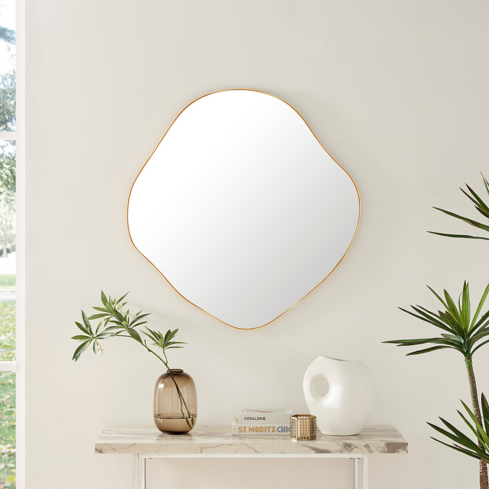 Irregular Pebble Mirror Gold Frame | Wall Mirror