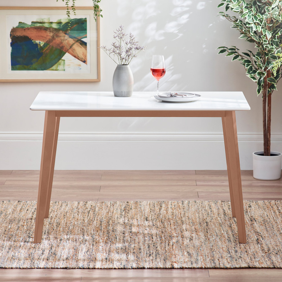 Sofia White Dining Table Wood Legs | Dining Room Furniture