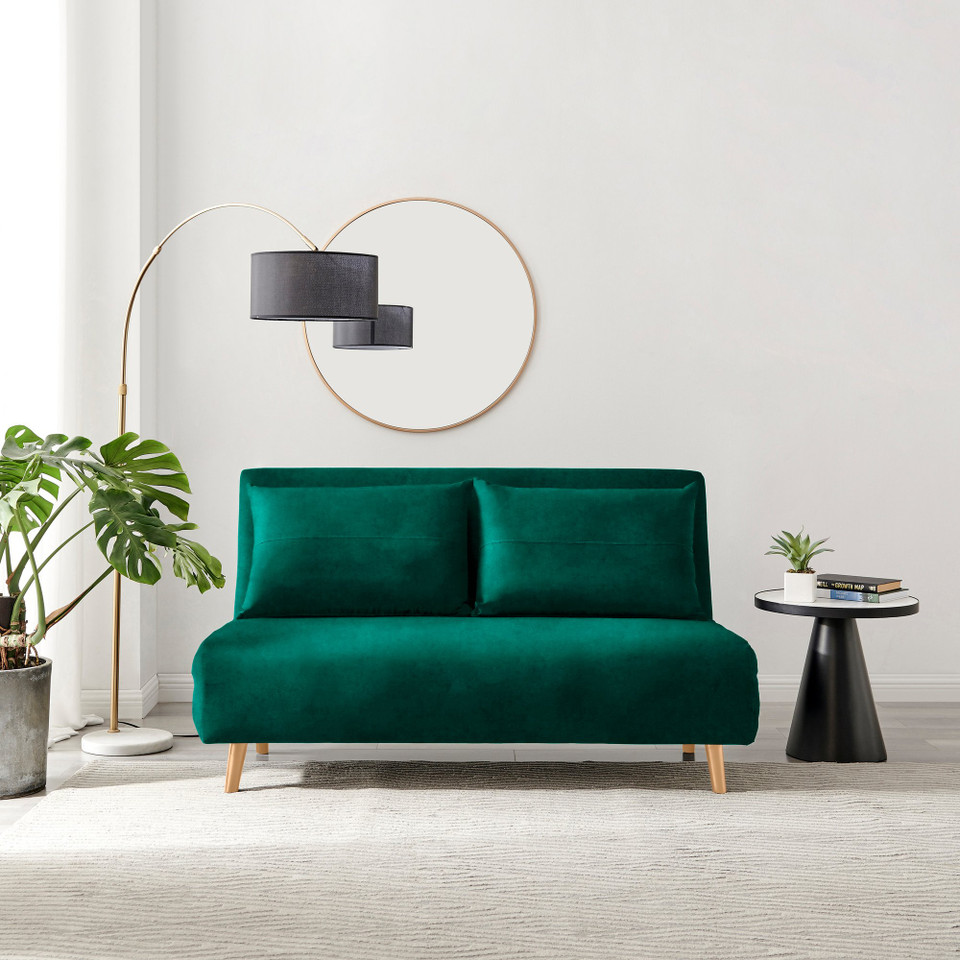 Bobby Folding Sofa Bed Green Velvet | Double Sofa Bed