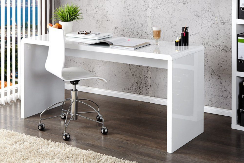 White High Gloss Office Desk | Furniturebox