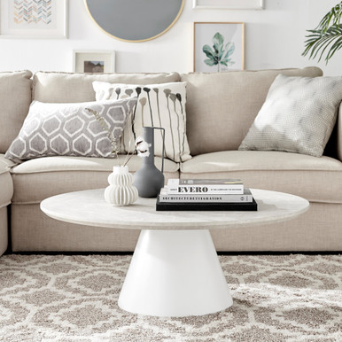 Palma Round Beige Stone Coffee Table | Furniturebox UK