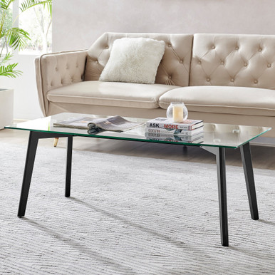 Malmo Coffee Table Rectangle Glass and Black Legs