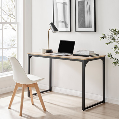 Oak Effect Desk Black Legs 120cm Office Desk