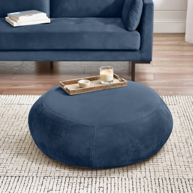 Otis Velvet Footstool Midnight Blue | Uphosltered Footstool