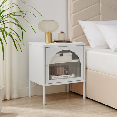 Urbi White Metal Bedside Table | Bedroom Furniture