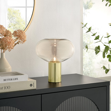 Sarah Brass Metal and Glass Table Light | Desk Lamp
