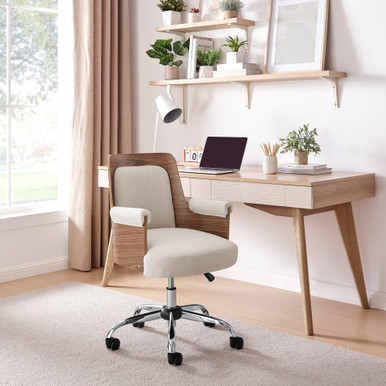 Hoomz Cream Fabric Wood Office Chair | Office Furniture