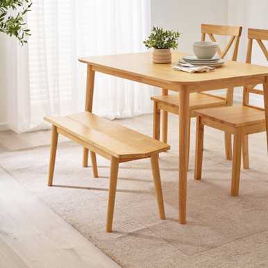 Lynton Small Solid Wood Oak Dining Bench | Dining Chairs