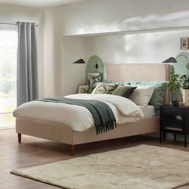 Romy Cream Bed Eco Recycled Fabric | Double Bed Frame