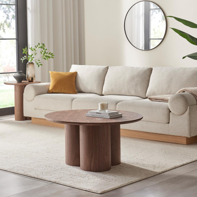 Sutton Round Walnut Wood Coffee Table | Living Room