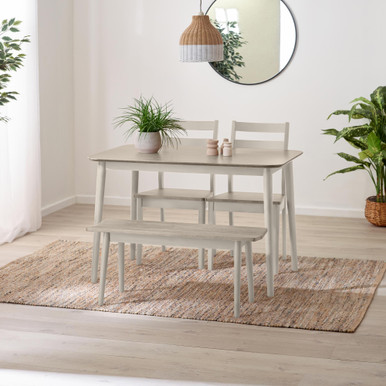 Lynton Small White & Light Grey Wooden Dining Table with 2 Chairs ...