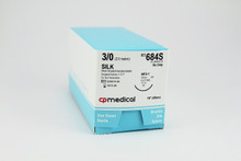 CP Medical 684S Silk Black Braided Nonabsorbable Surgical Suture, 3-0 ...