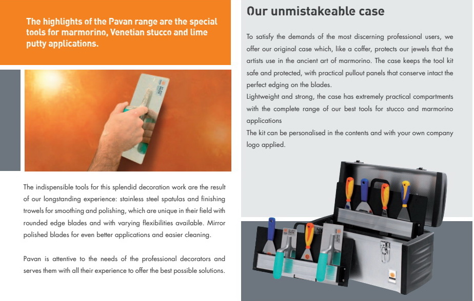 Official Distributor of Pavan Tools for Venetian Plaster, Finishing Trowels