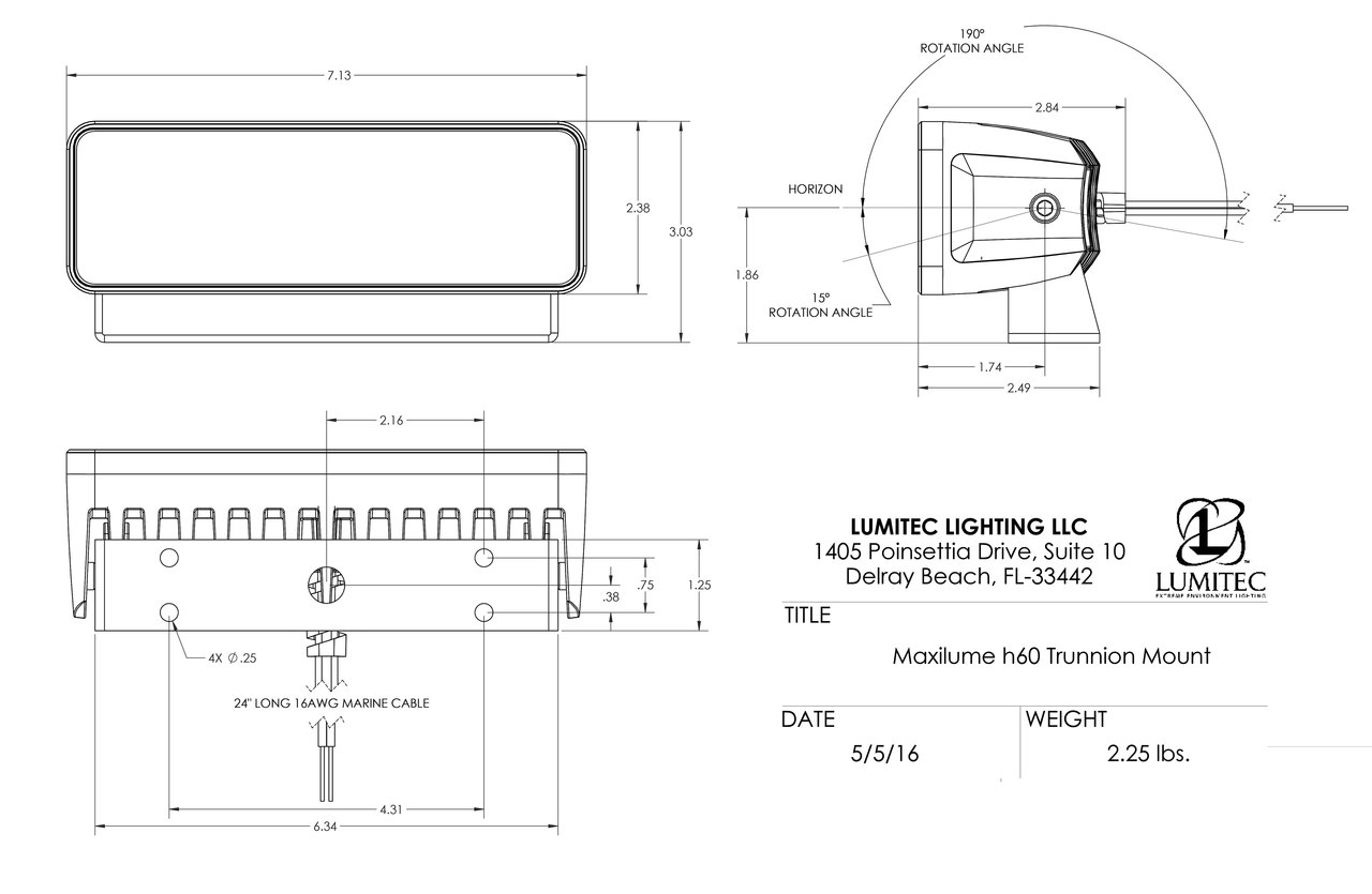 Maxillume H60 Bracket Mount Flood Light.