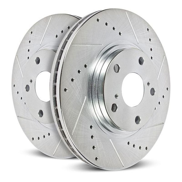 Power Stop Evolution Drilled & Slotted Front Rotors For 2004 Subaru WRX ...