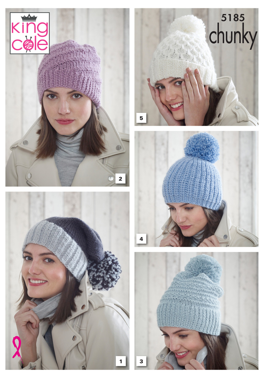 King Cole 5185 Timeless Chunky Hat Pattern