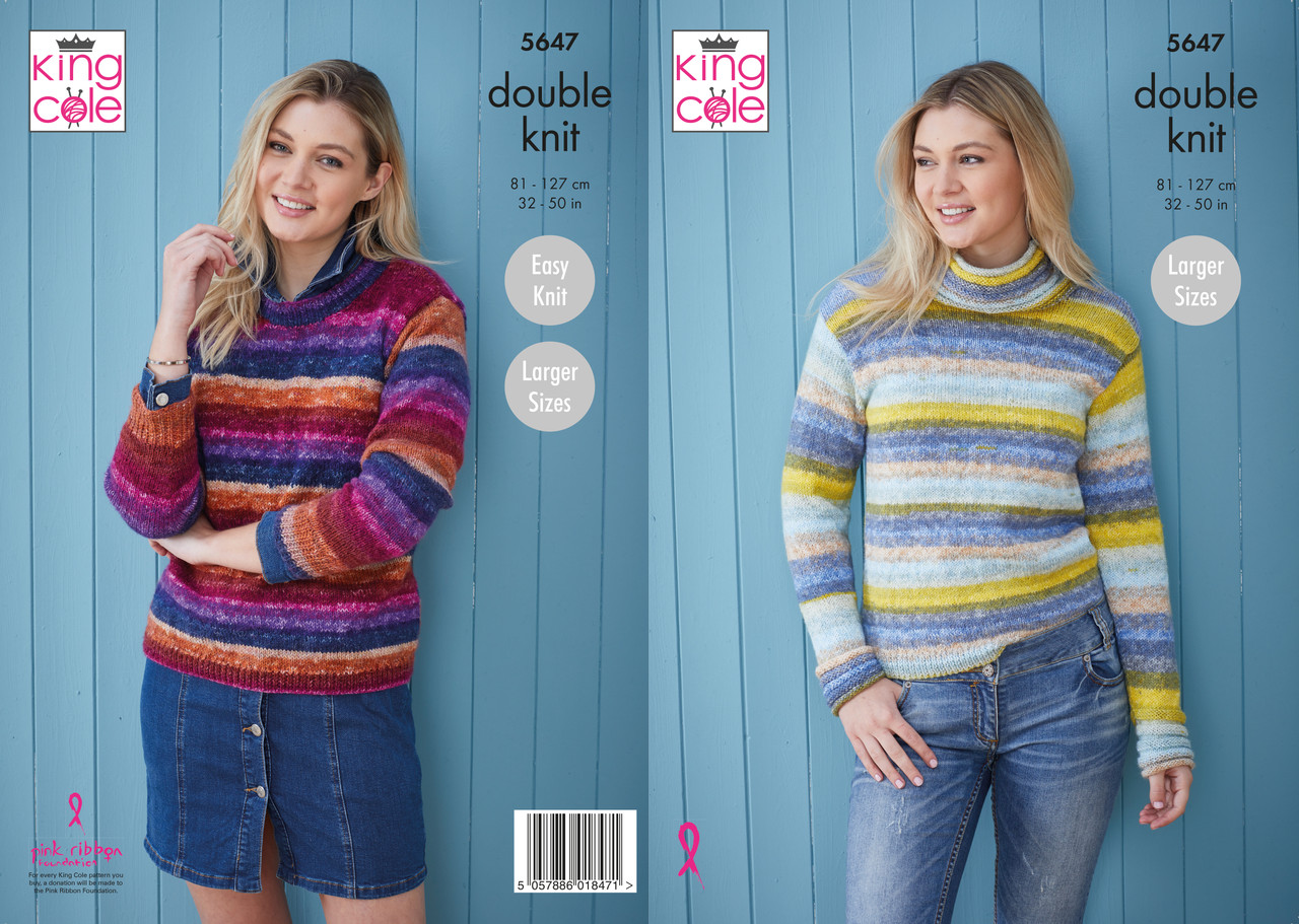 King Cole 5647 Bramble DK Ladies Sweater Knitting Pattern