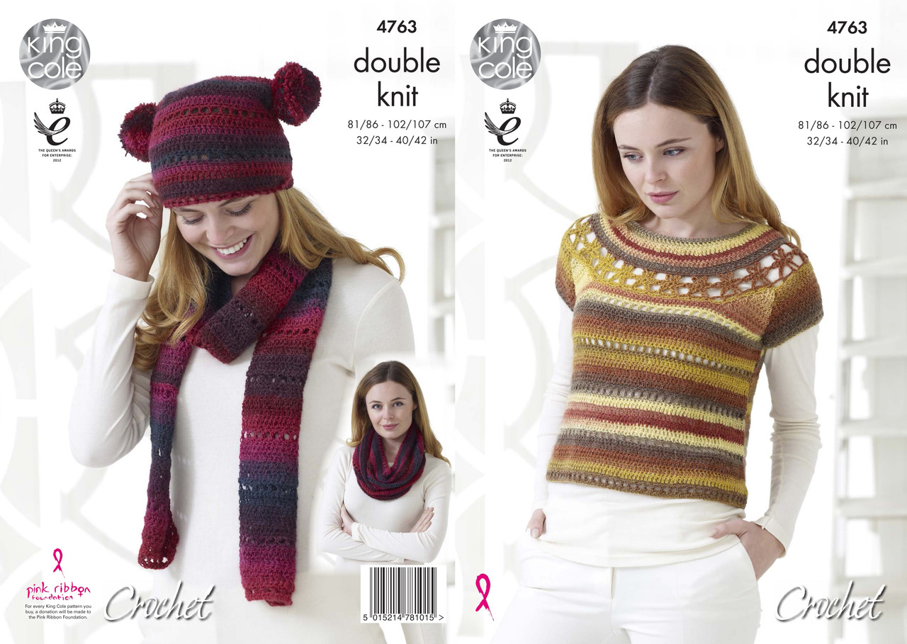 King Cole 4763 Riot DK Crochet Top and Accessories Pattern