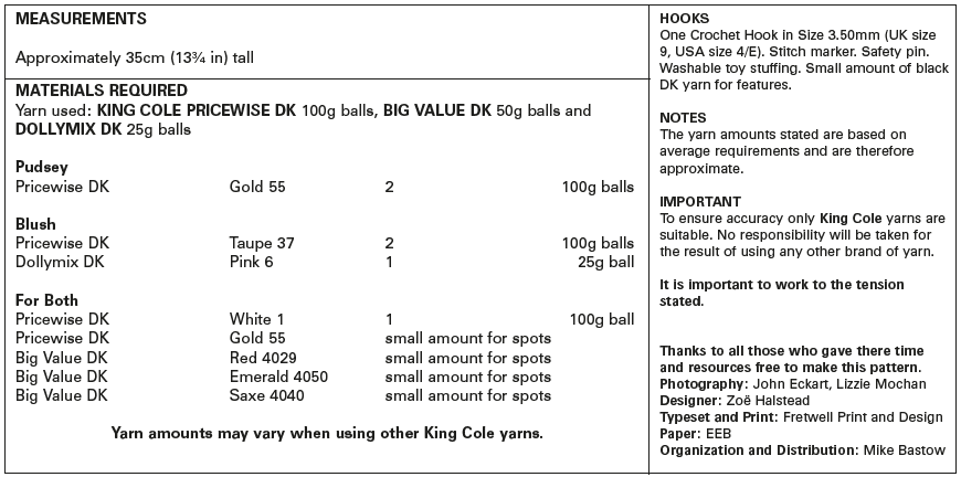 King Cole 1005 Pudsey Bear Crochet Pattern