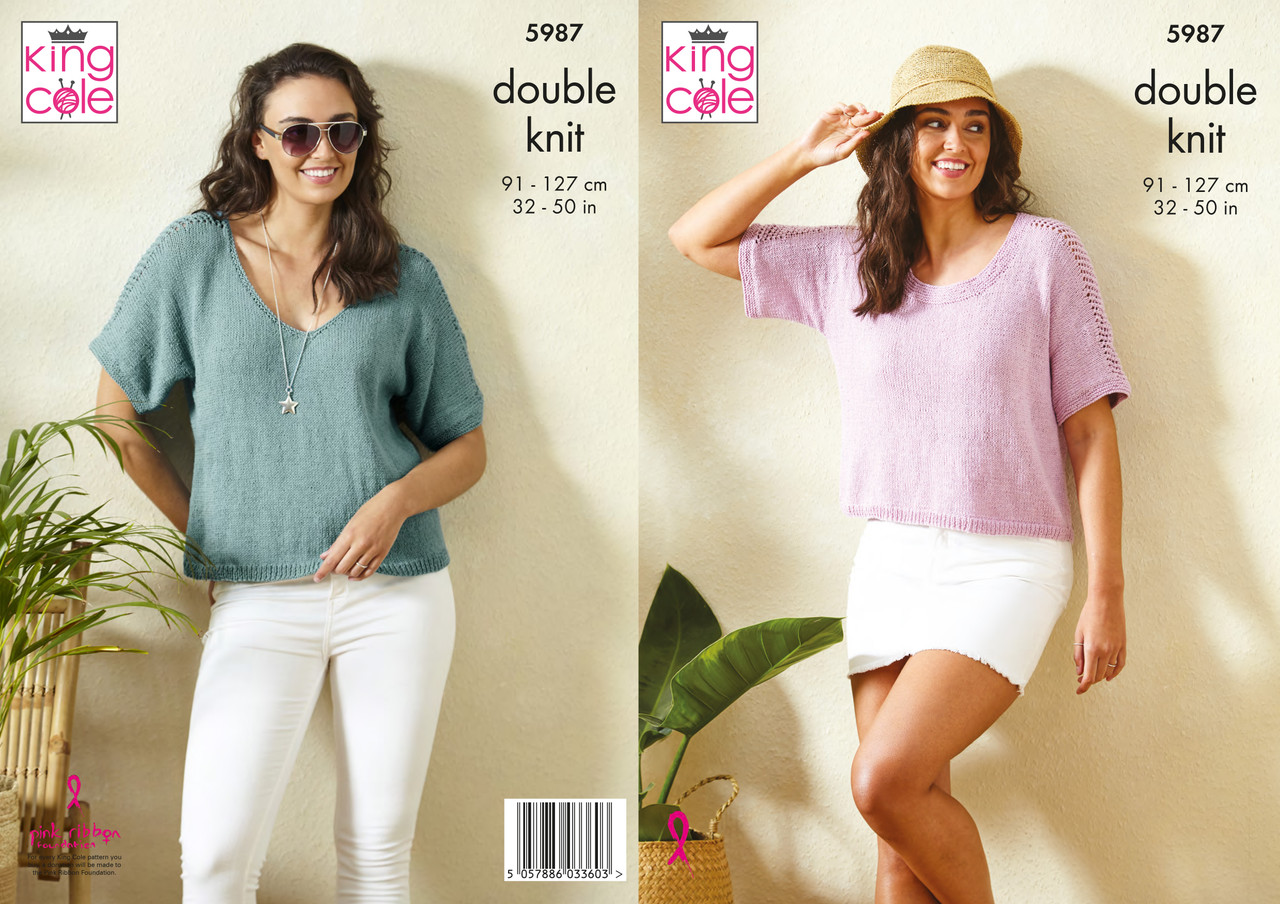 King Cole 5987 Linendale DK Ladies Top Knitting Pattern