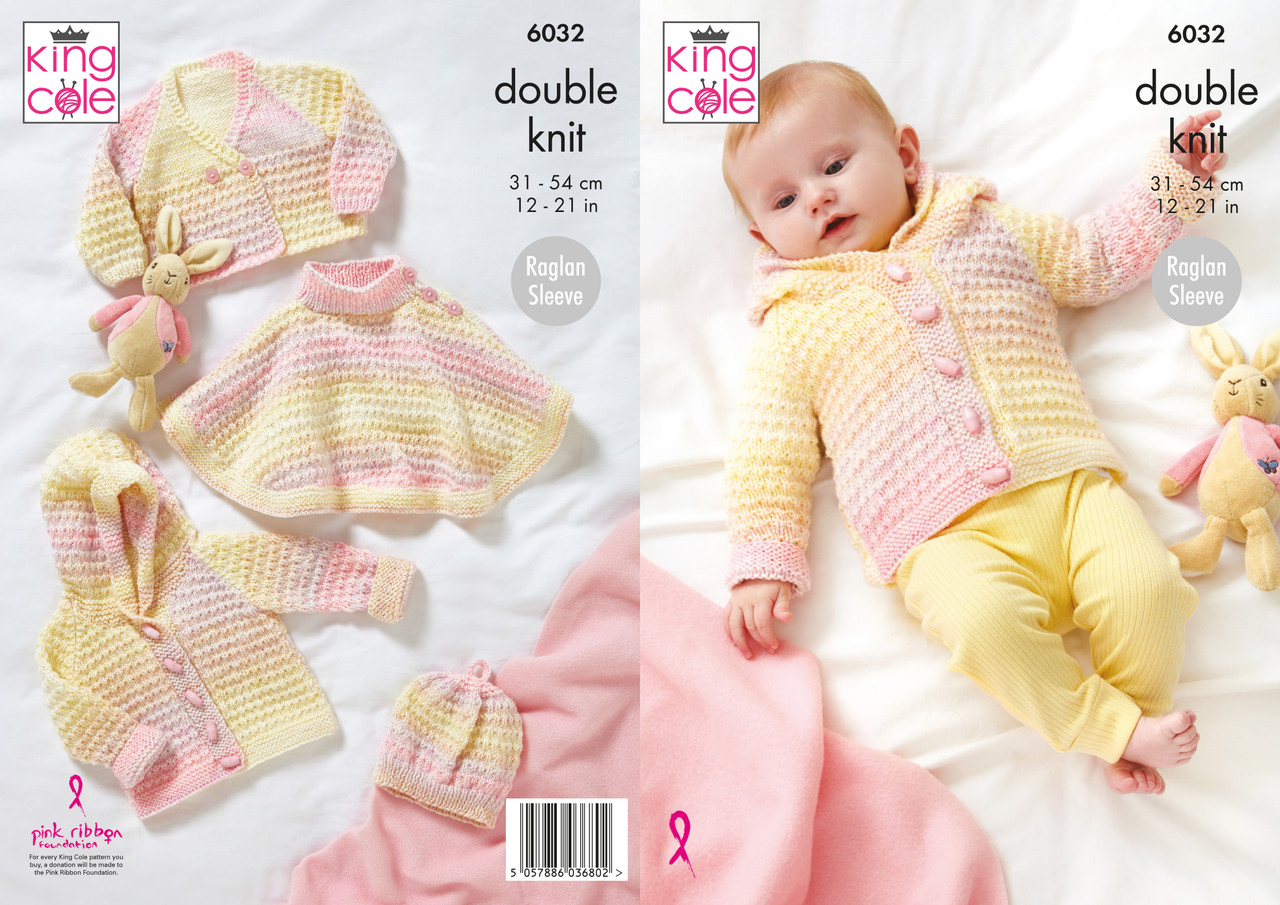 King Cole 6032 Cutie Pie DK Cardigan, Jacket, Cape & Hat Pattern