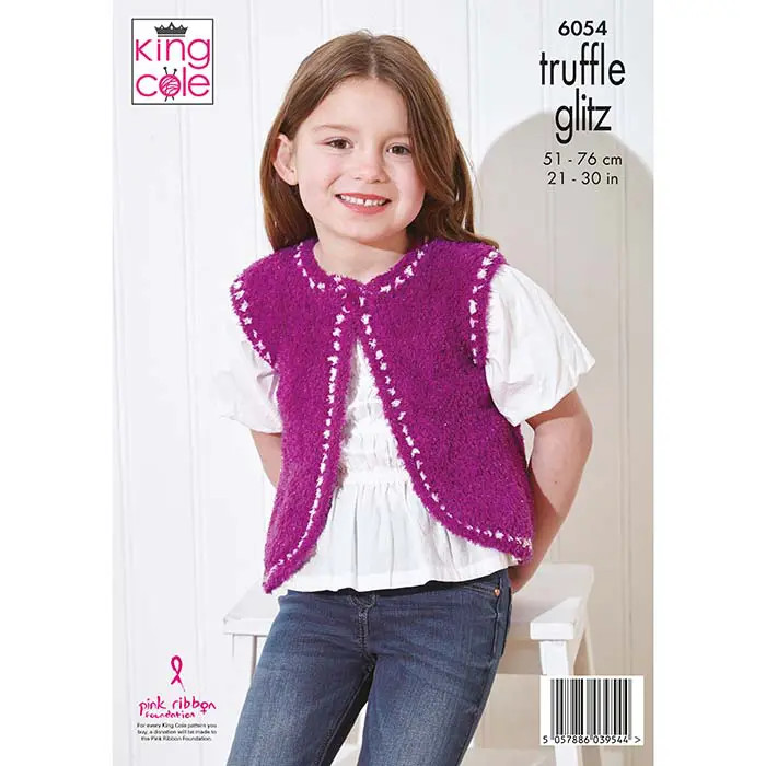 King Cole 6054 Truffle Glitz Girls Waistcoat and Bolero Pattern