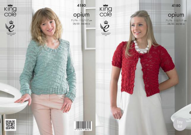 King Cole 4180 Opium Sweater and Cardigan Pattern - Knitting Village