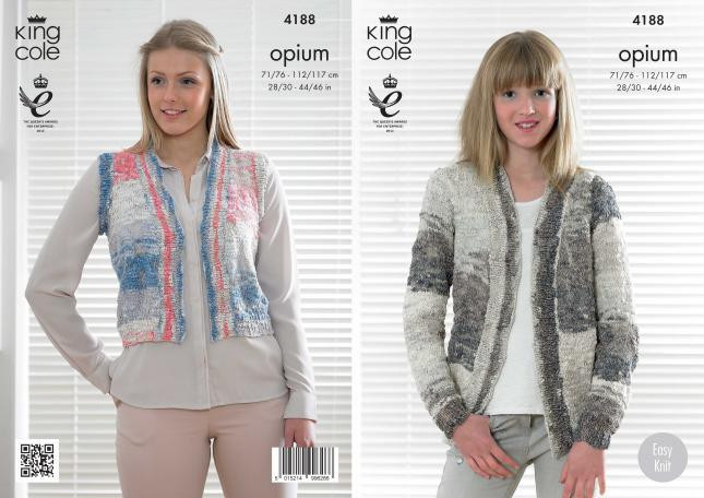 King Cole 4188 Opium Palette Cardigan and Waistcoat Pattern - Knitting ...