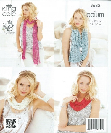 King Cole 3685 Ladies Opium Summer Scarf Pattern - Knitting Village