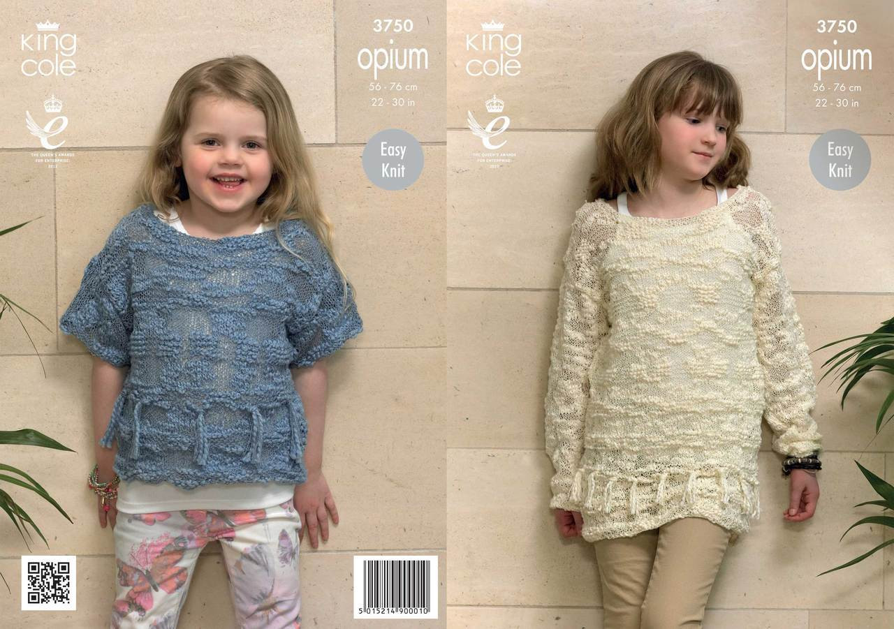 King Cole 3750 Opium Girls Sweater Pattern - Knitting Village