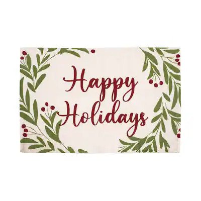 Happy Holidays Dhurrie Mat - Chute 10 Mercantile