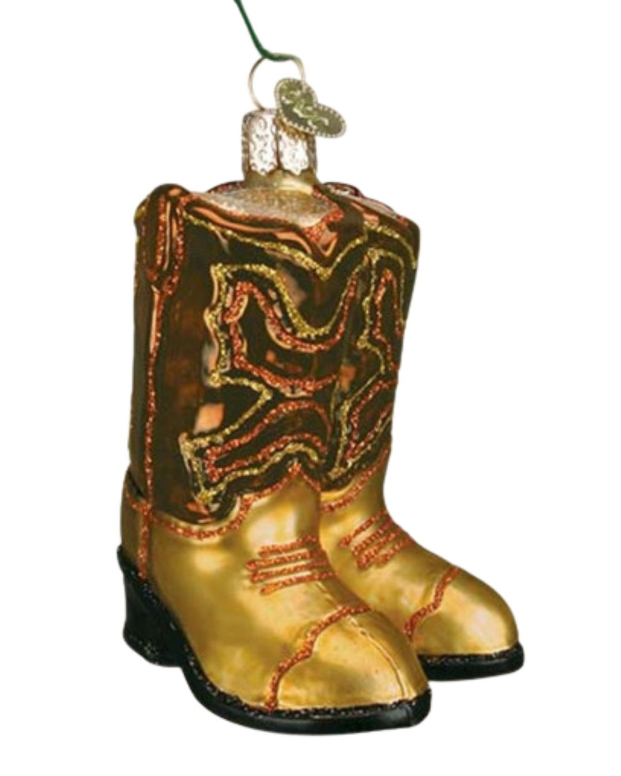 Cowboy Boot Glitter Ornament