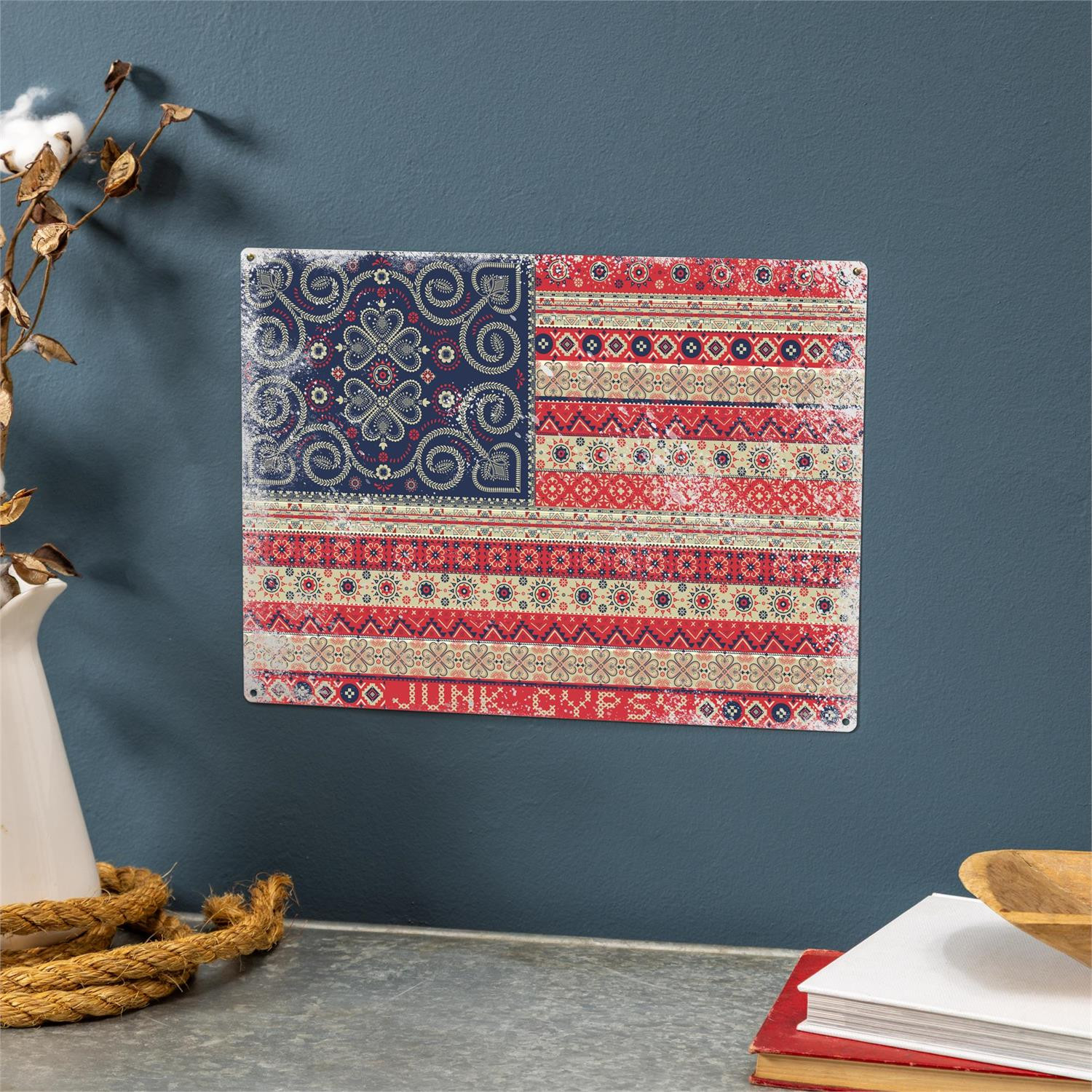 Boho Americana Flag Metal Wall Sign - Chute 10 Mercantile