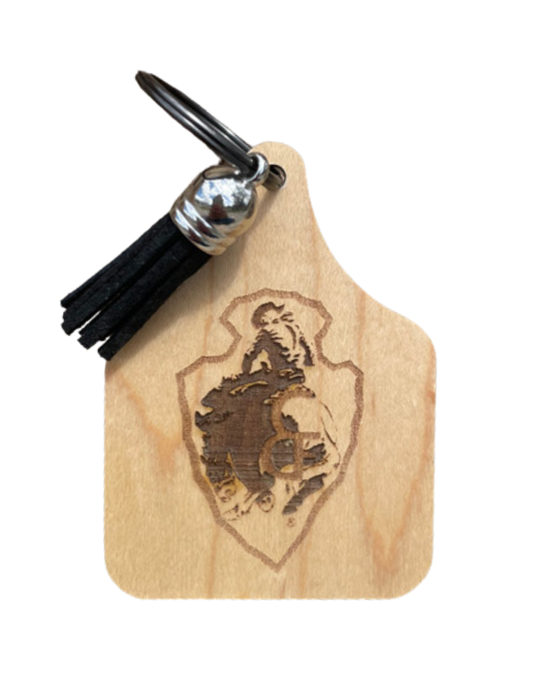 Wooden Ear Tag Keychain