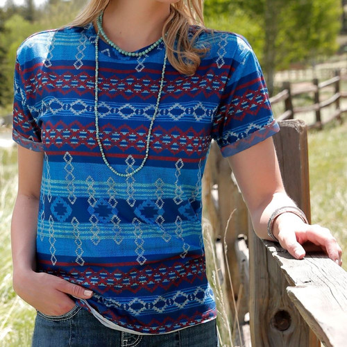 Red and Blue Aztec Polo