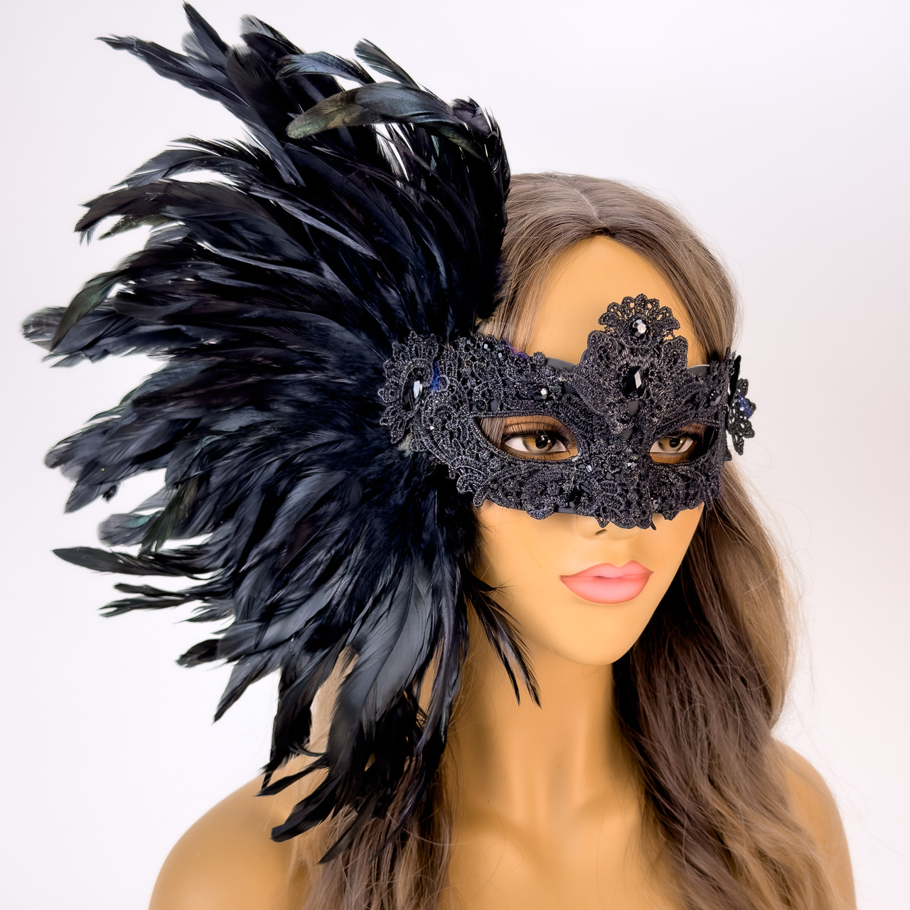 NEW Black Feather Masquerade Masks Carnival Party Masks FREE SHIP