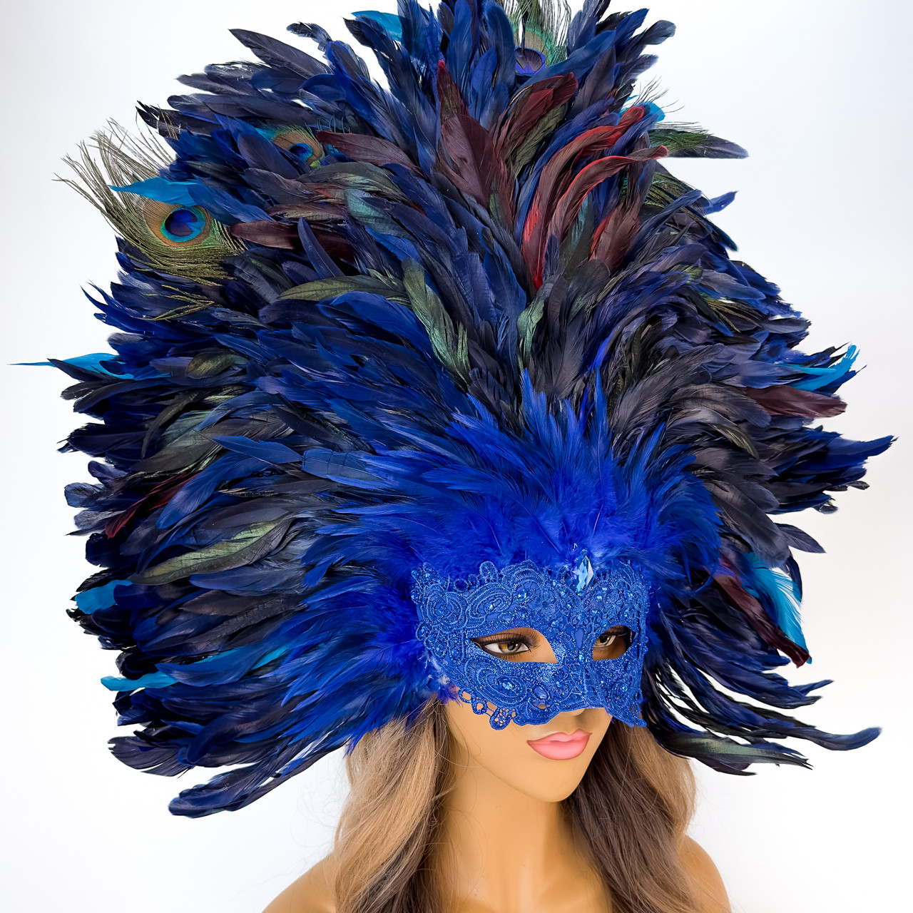 Venetian Masquerade Mask Top Feather Baroque Mask Mardi Gras Carnival ...